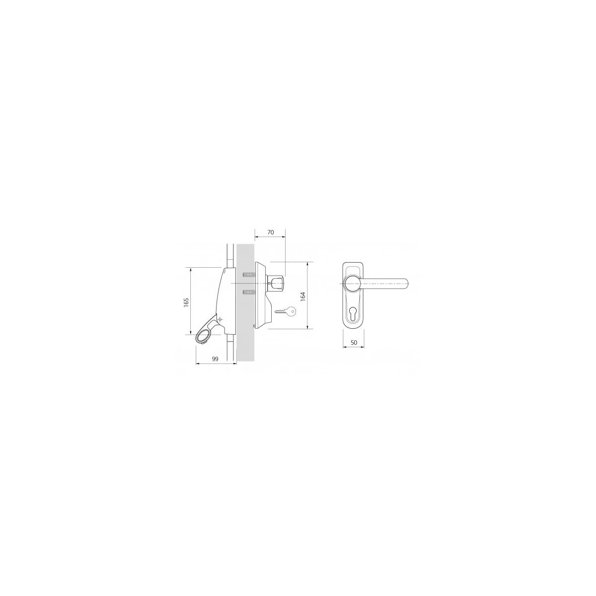 Briton - External Lockable Escutcheon Type Lever Trim for Panic Exit Device