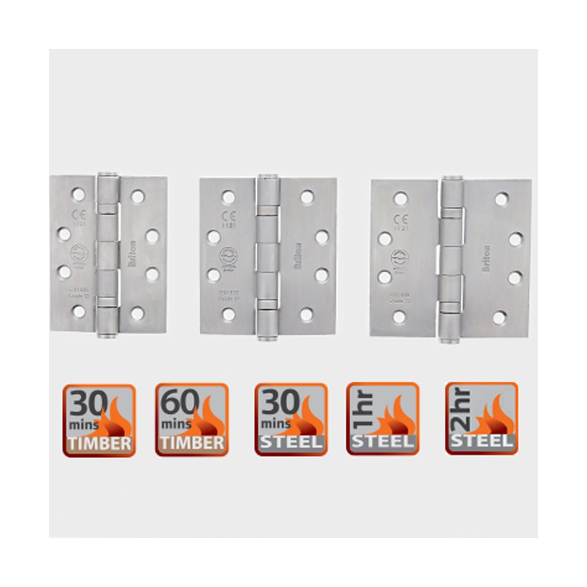 Briton - 2BB - 5 Knuckle Ball Bearing Butt Hinge - SS304 Substrate