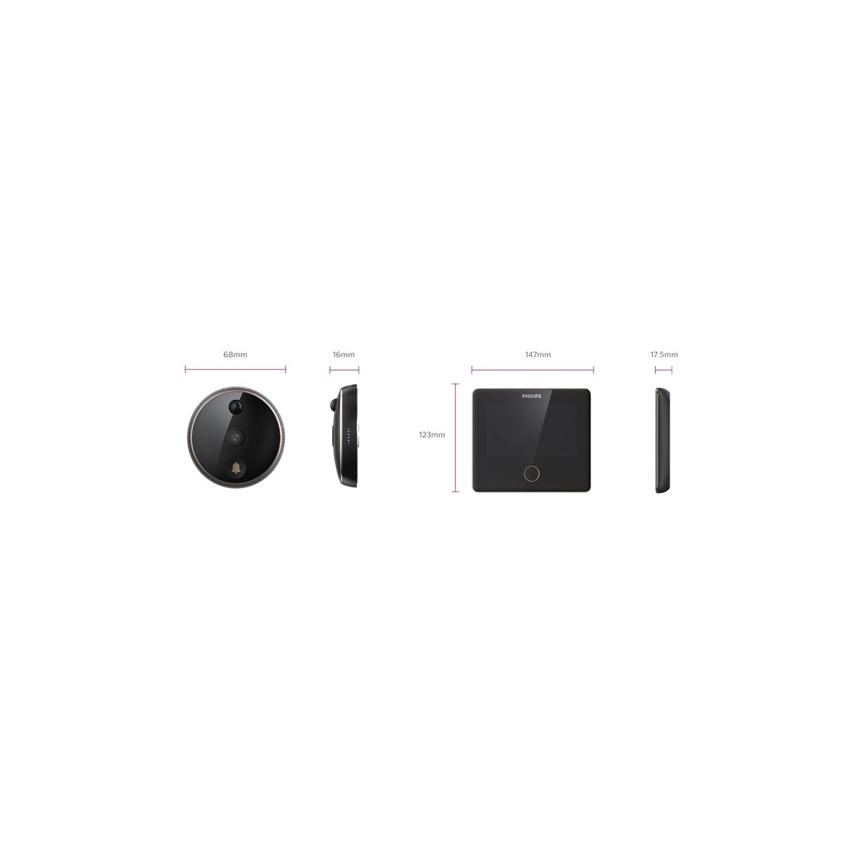 Philips - Digital Door Viewer - 170° Ultra-Wide-Angle