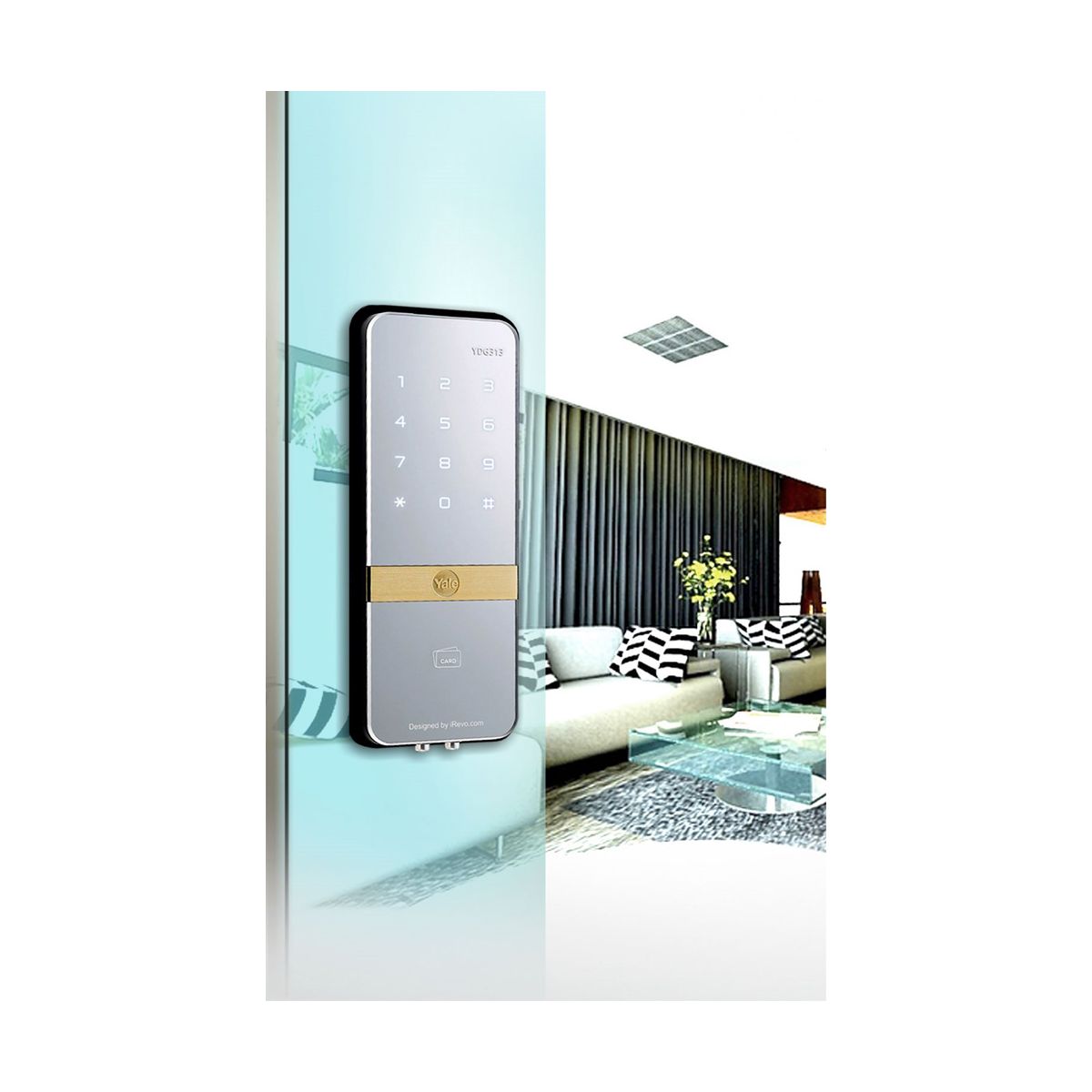 Yale - RFID Rim Smart Lock for Glass Door - Silver