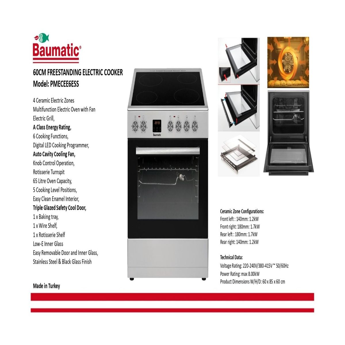 Baumatic - 60cm Freestanding Electric Range Cooker