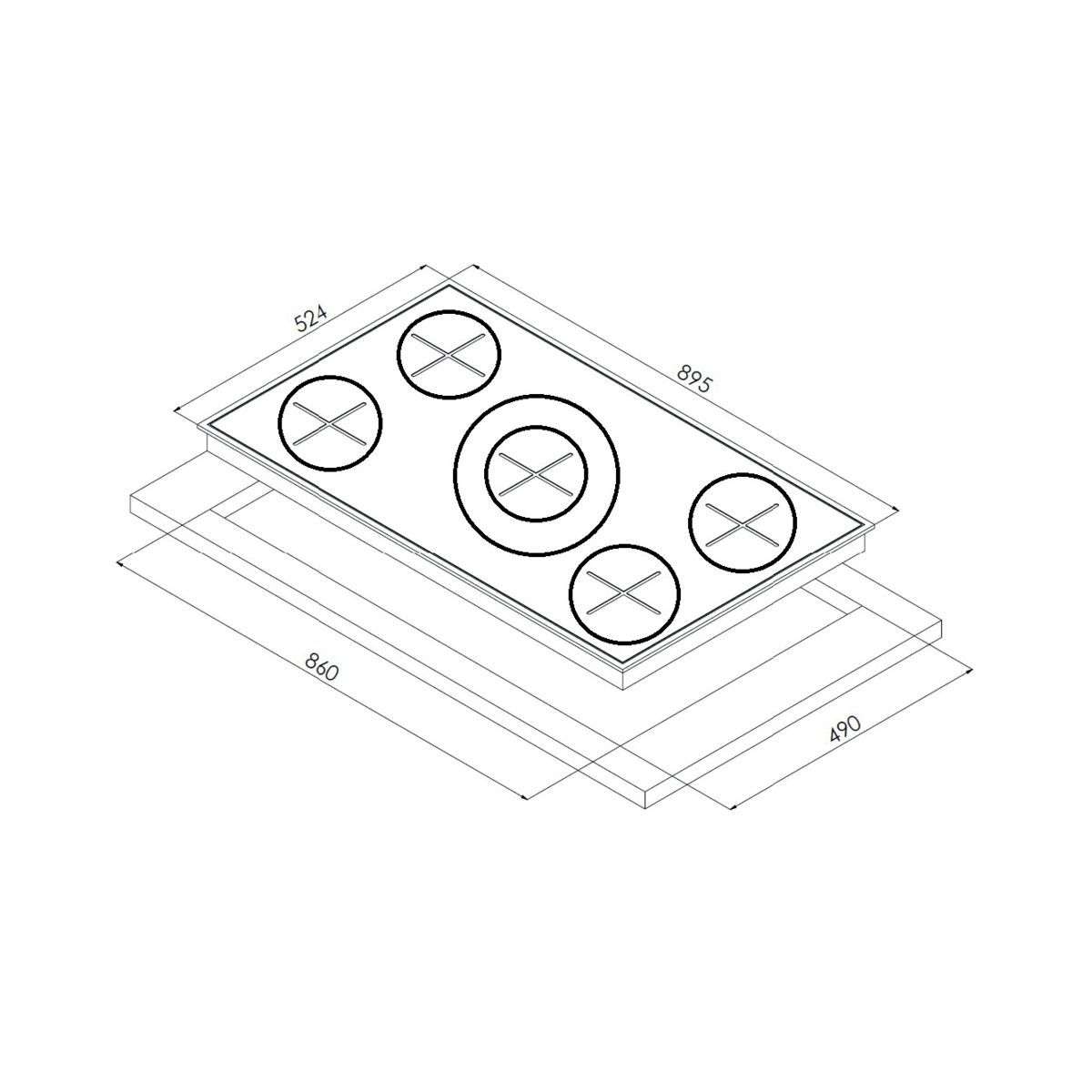 Carysil 90cm Built-In Gas Hob
