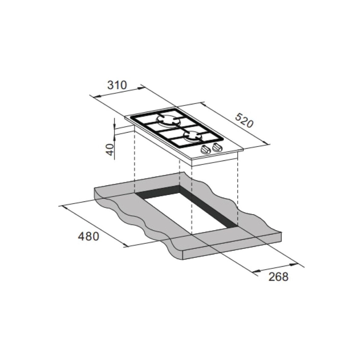 CM CRYSTAL 30 Gas On Glass Hob with Electronic Ignition Safety Valve ...