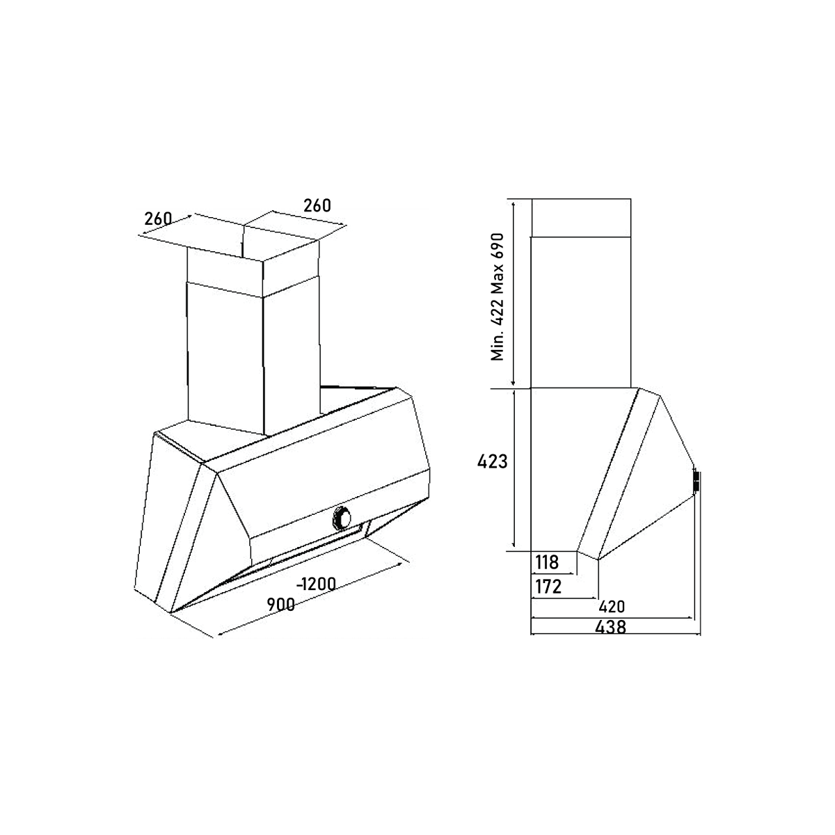 Airforce Vishead Free No-Drop System Hood with Stainless Steel Baffle Filters