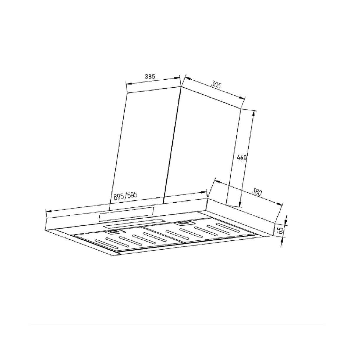 CM Swing Black Glass 90cm Free Hand Sensor Touch Switch Hood