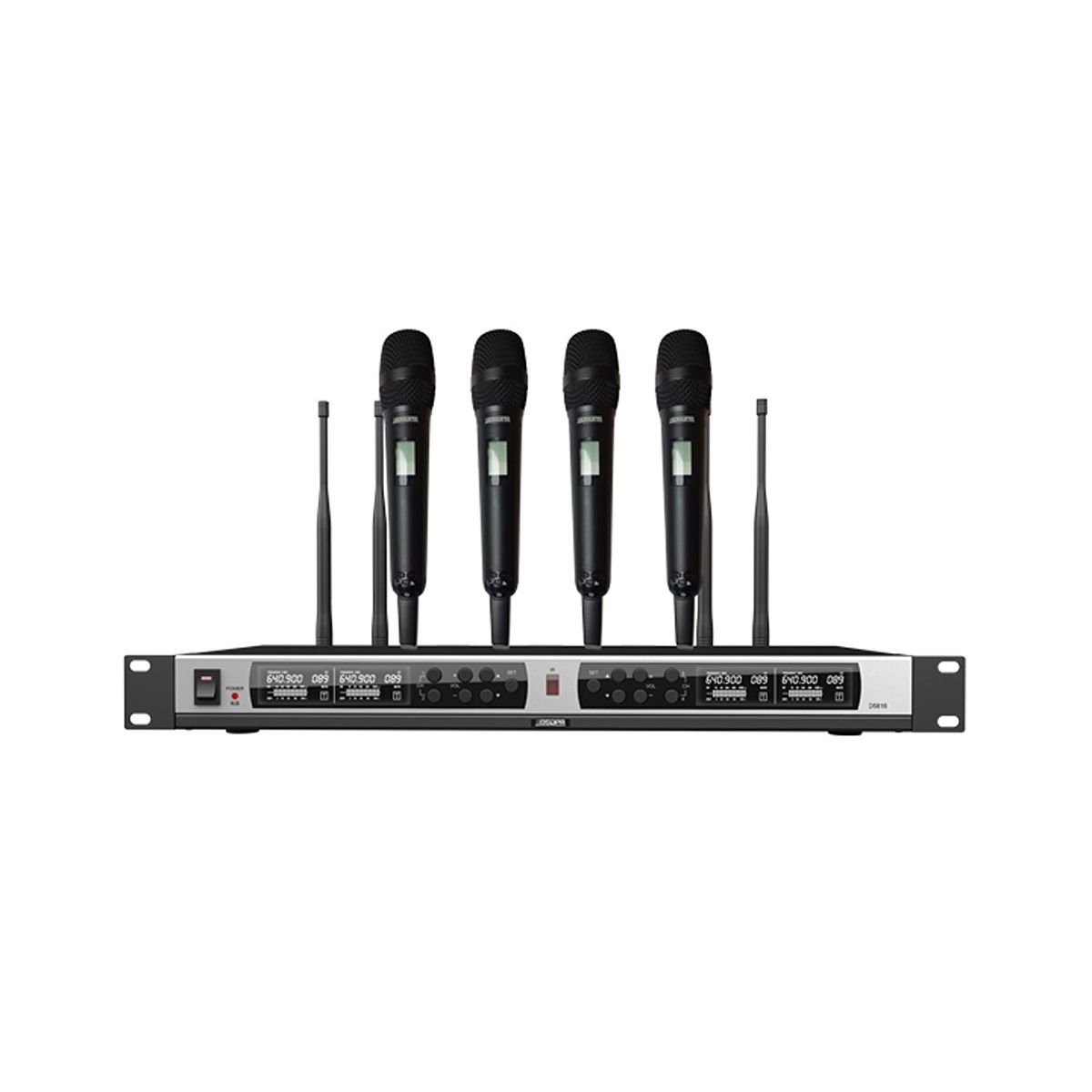 DSPPA True Diversity UHF Wireless Microphone System (4 hand-held mic)