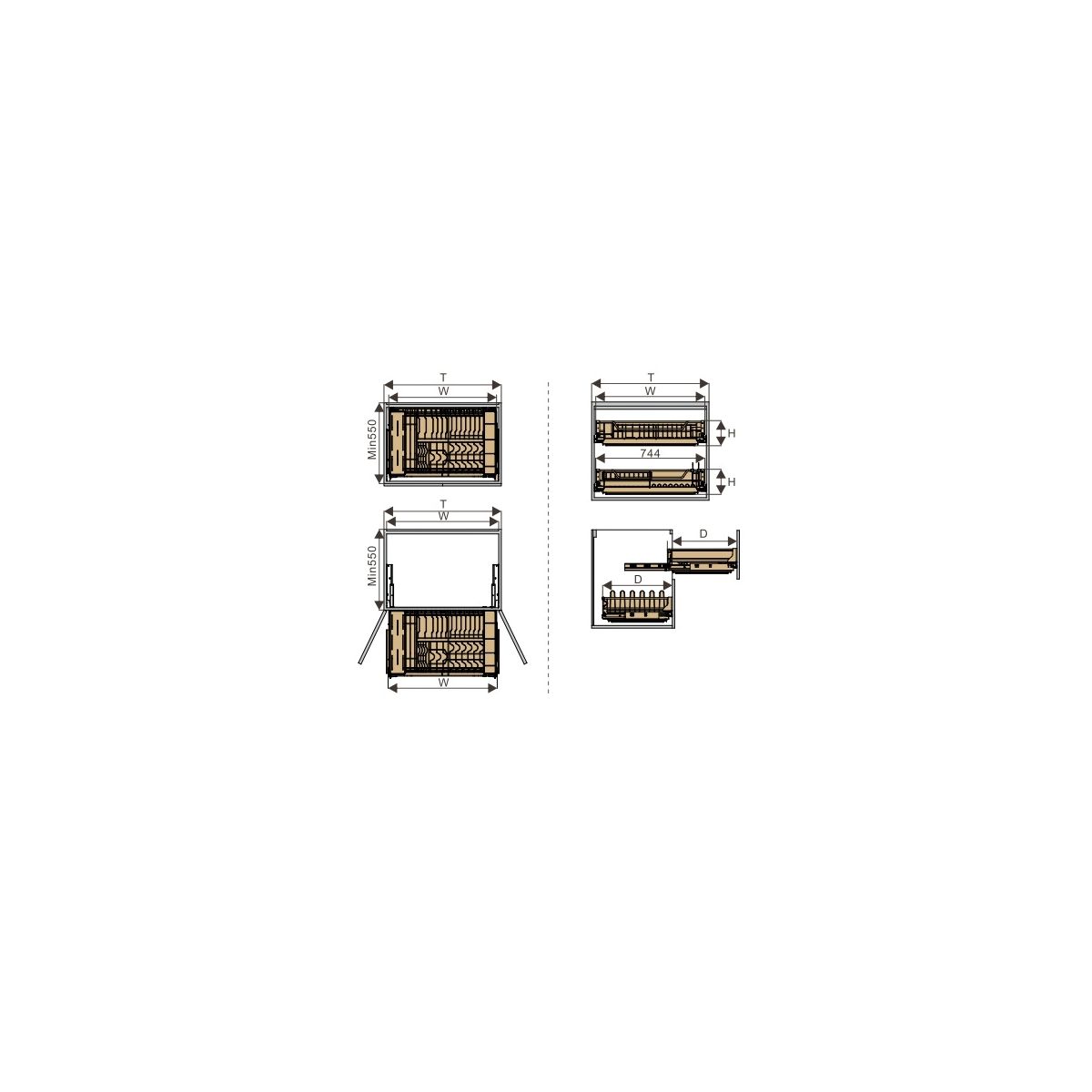 Elite Soft-Close 3-4 Side Dish Pull-Out - Matrix Series