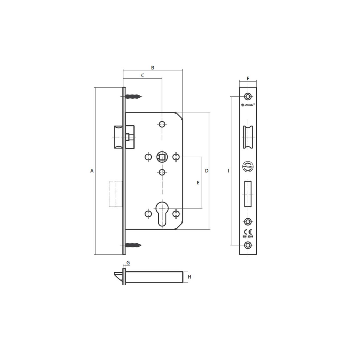 Ultimate - Mortise Sash Lock 55mm Backset & 72mm Centre to Centre ...