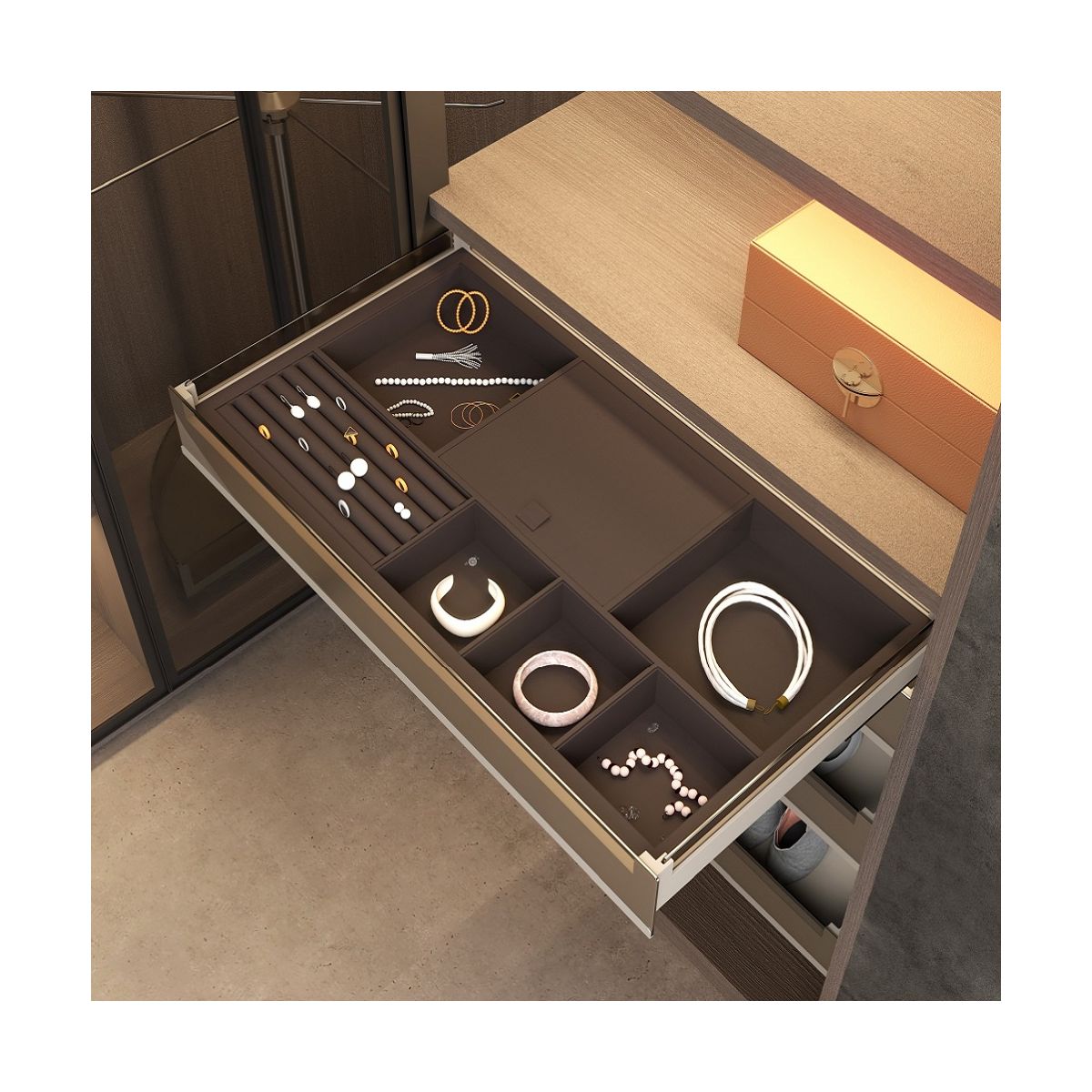 Elite Concise and Modern Leather Accessory Box - Matrix Series
